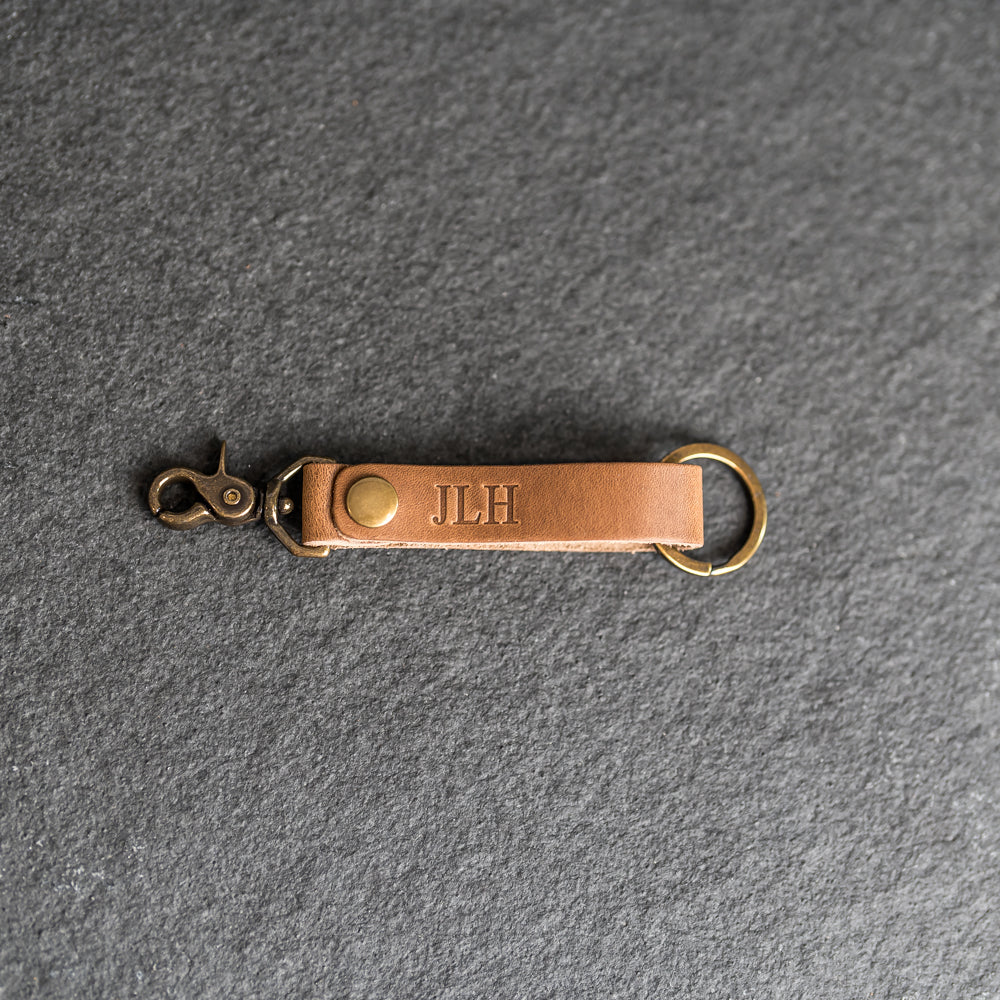 Looped Snap Closure Keychain | Personalized Premium Leather Keychain