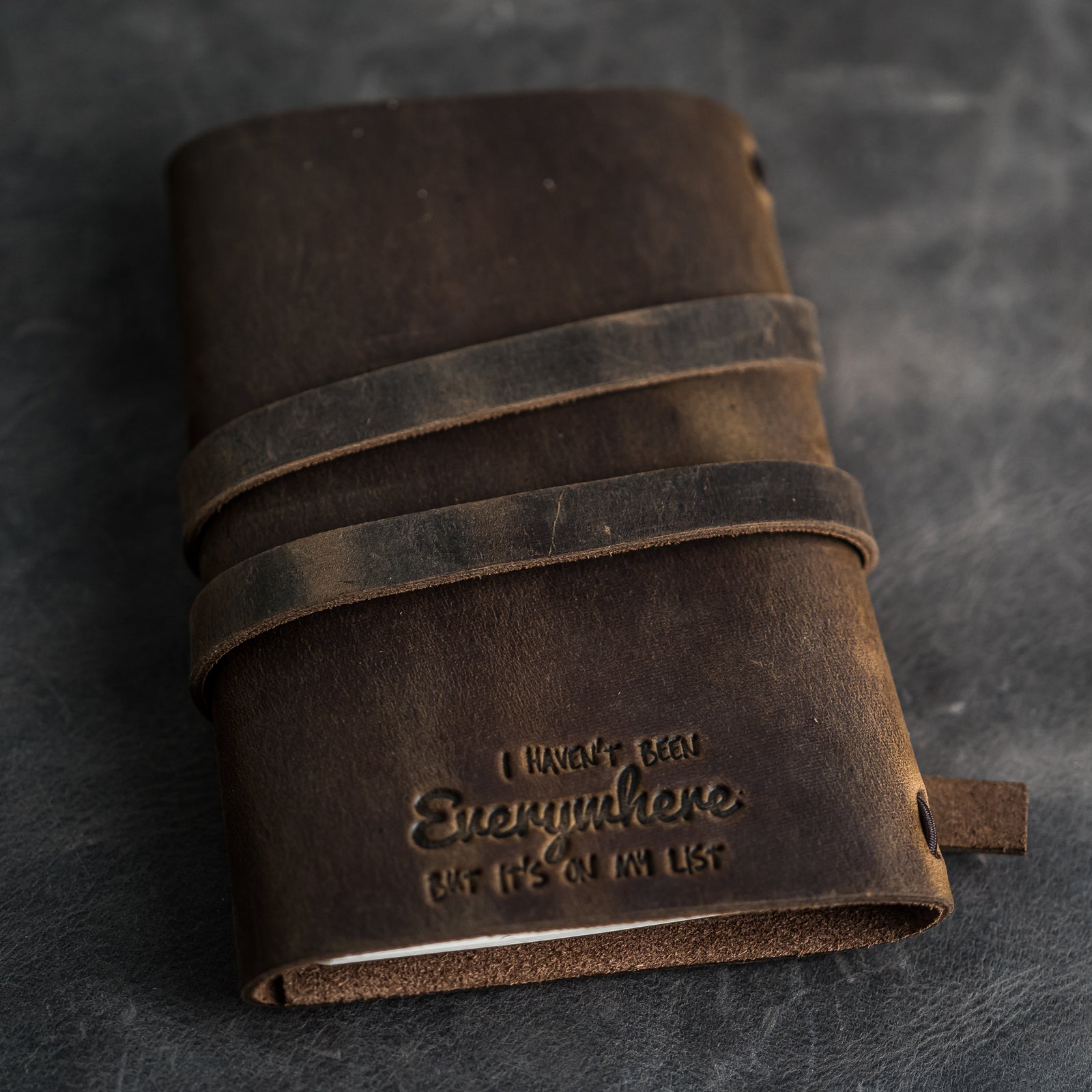 Refillable Leather Adventure Journal with Wrap Closure | Personalized ...