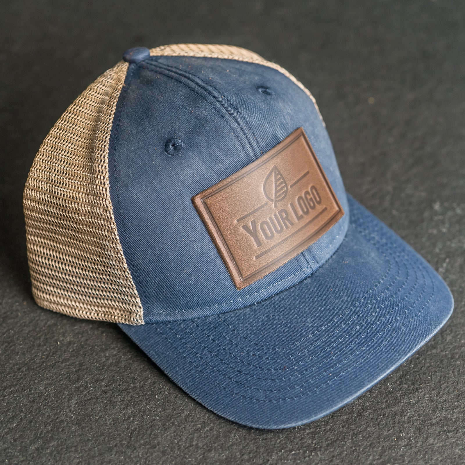 Your Logo on a Leather Patch Ponytail Style Hat – Ox & Pine