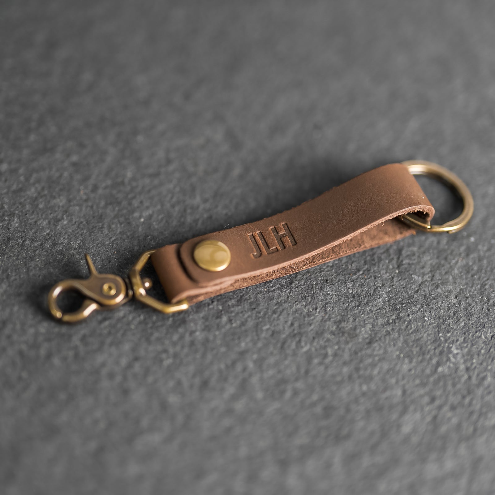 Looped Snap Closure Keychain | Personalized Premium Leather Keychain